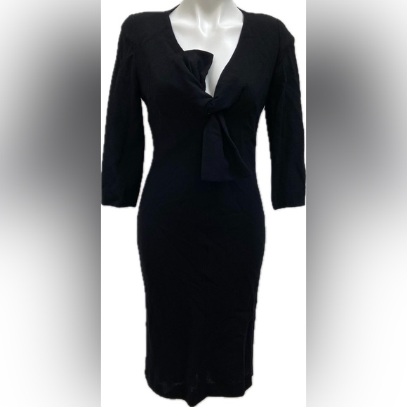 Kiton | Dresses | Kiton Napoli Italian Wool Black Tie Front Designer ...